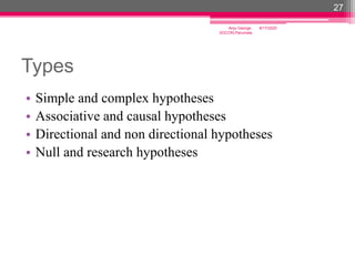 Research problem , hypothesis and assumption, delimitations | PPT