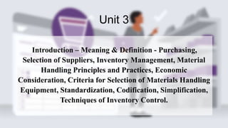 Material Management - Module 3 | PPTX