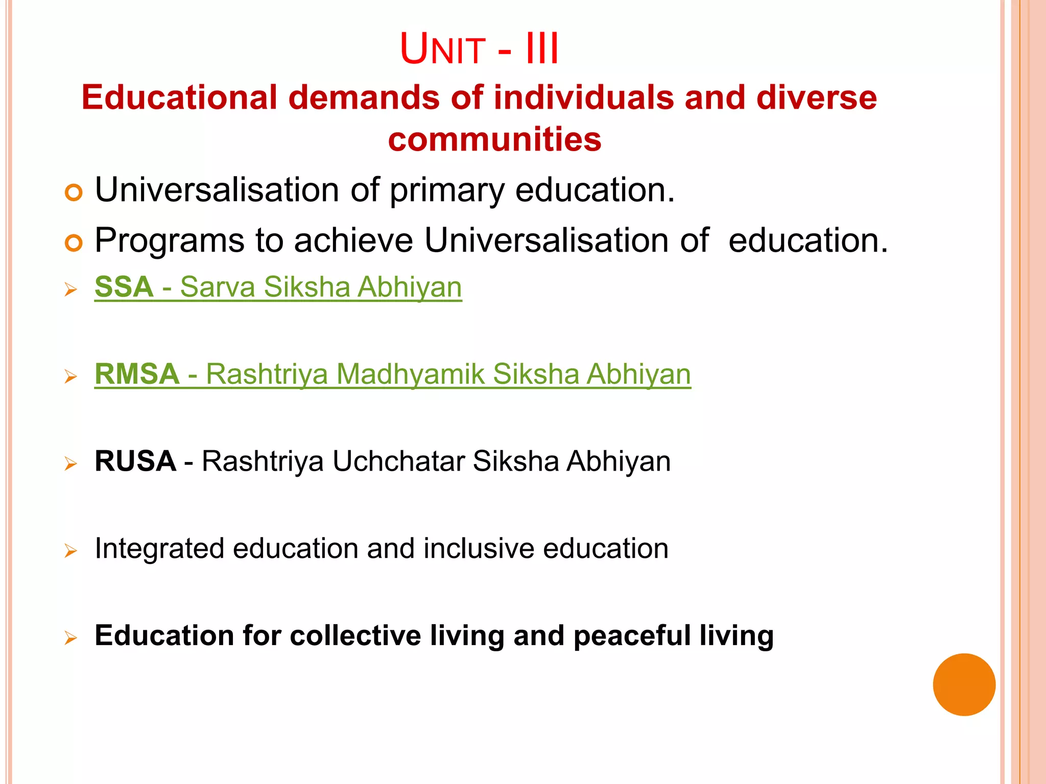 CONTEMPORARY INDIA AND EDUCATION - UNIT 3 (B.Ed. 1 YEAR - 1 SEMESTER ...