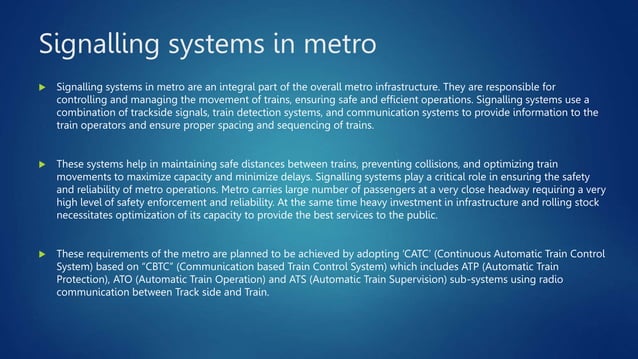 Signaling system in metro systems and engineering | PPTX