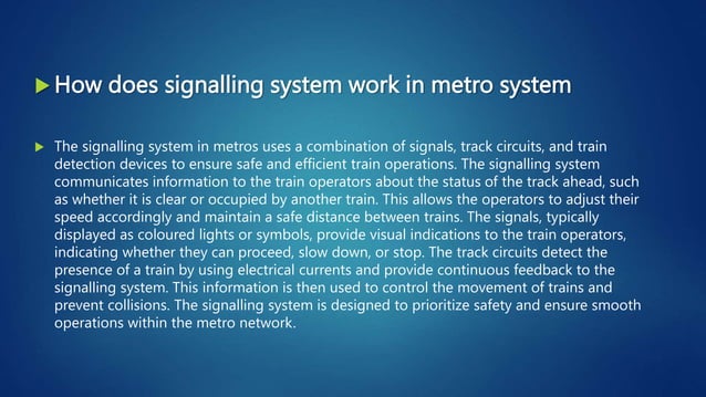 Signaling system in metro systems and engineering | PPTX