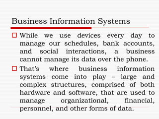 Introduction to various Information system | PPT