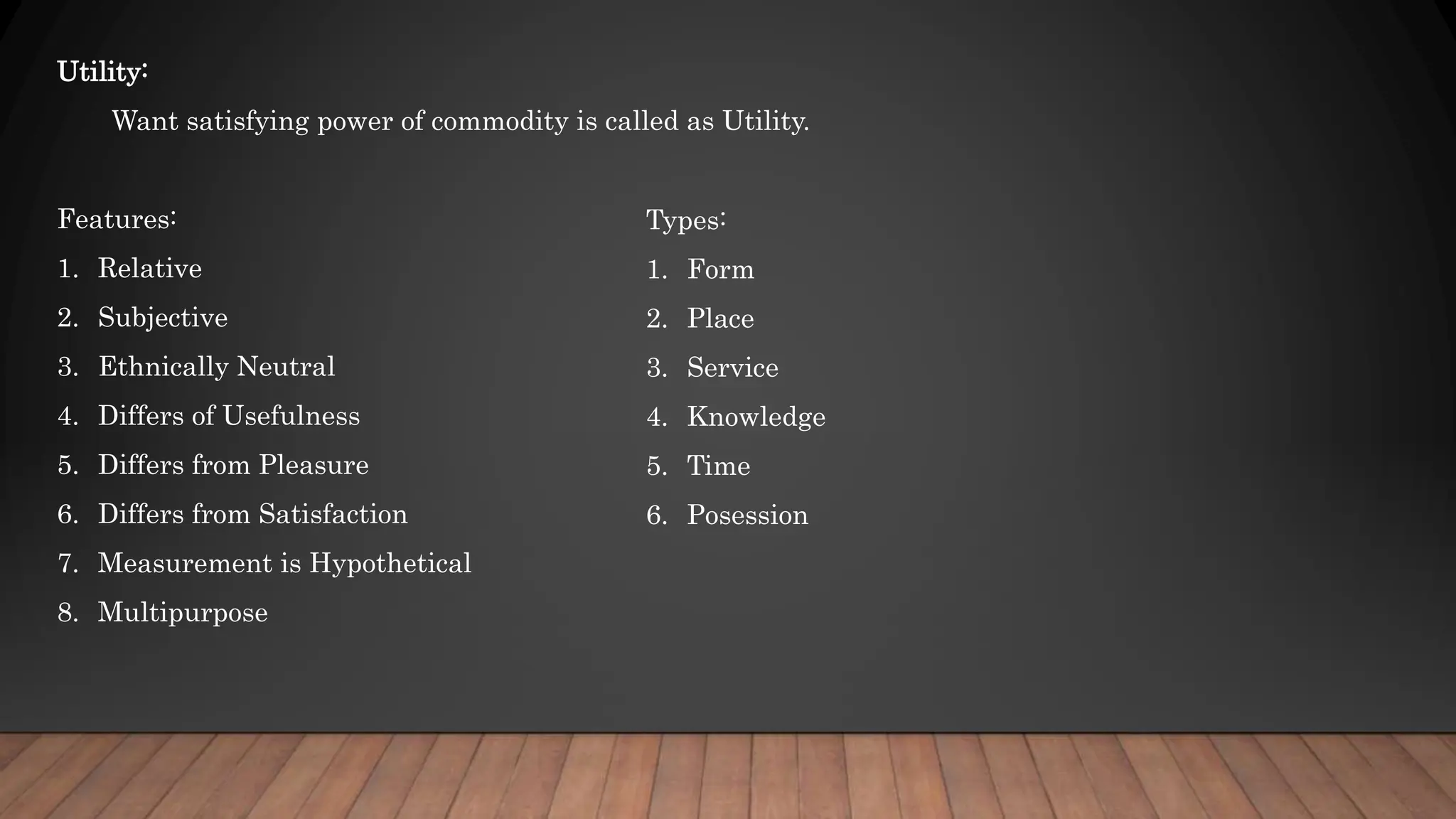 Utility, Related Concepts and Law of DMU. | PPT