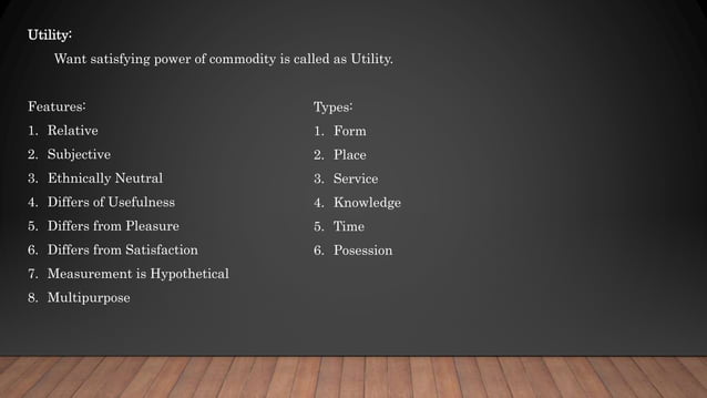 Utility, Related Concepts and Law of DMU. | PPT