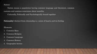Nation and its related concepts (Nationality and Nationalism) | PPTX