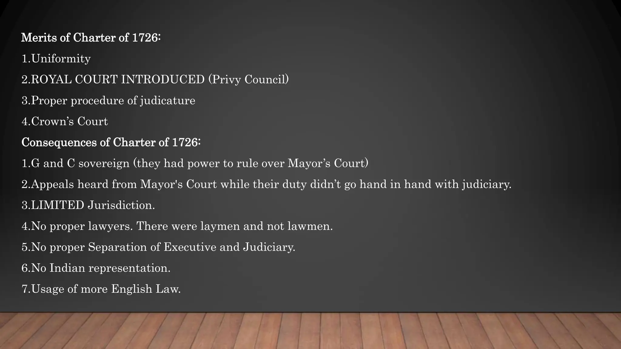 Mayors Court in India (Charter of 1687, 1726 and 1753) | PPTX