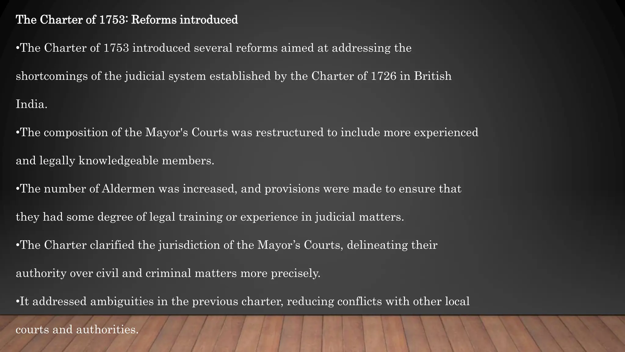 Mayors Court in India (Charter of 1687, 1726 and 1753) | PPTX