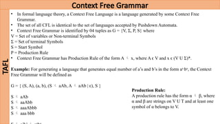 Theory of Automata and CGFG for learning | PPT