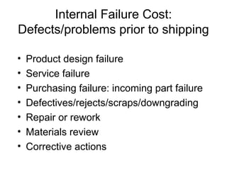 Quality Preventive Cost & Appraisal Cost | PPT