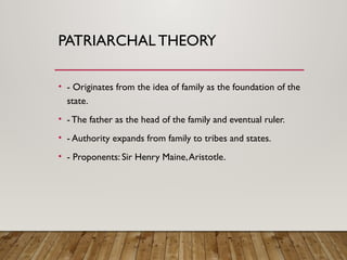 Patriarchal and Matriarchal Theories of State | PPTX