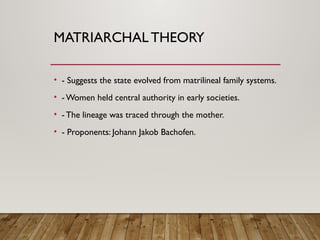 Patriarchal and Matriarchal Theories of State | PPTX