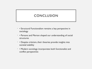 Structural functionalism (Person and Merton) | PPTX