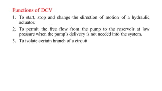 Control of fluid power elements. Direction, Pressure, Flow Control ...