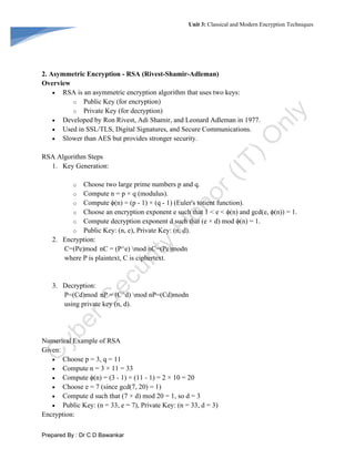 UNIT 3.2 Classical and Modern Encryption Techniques.pdf