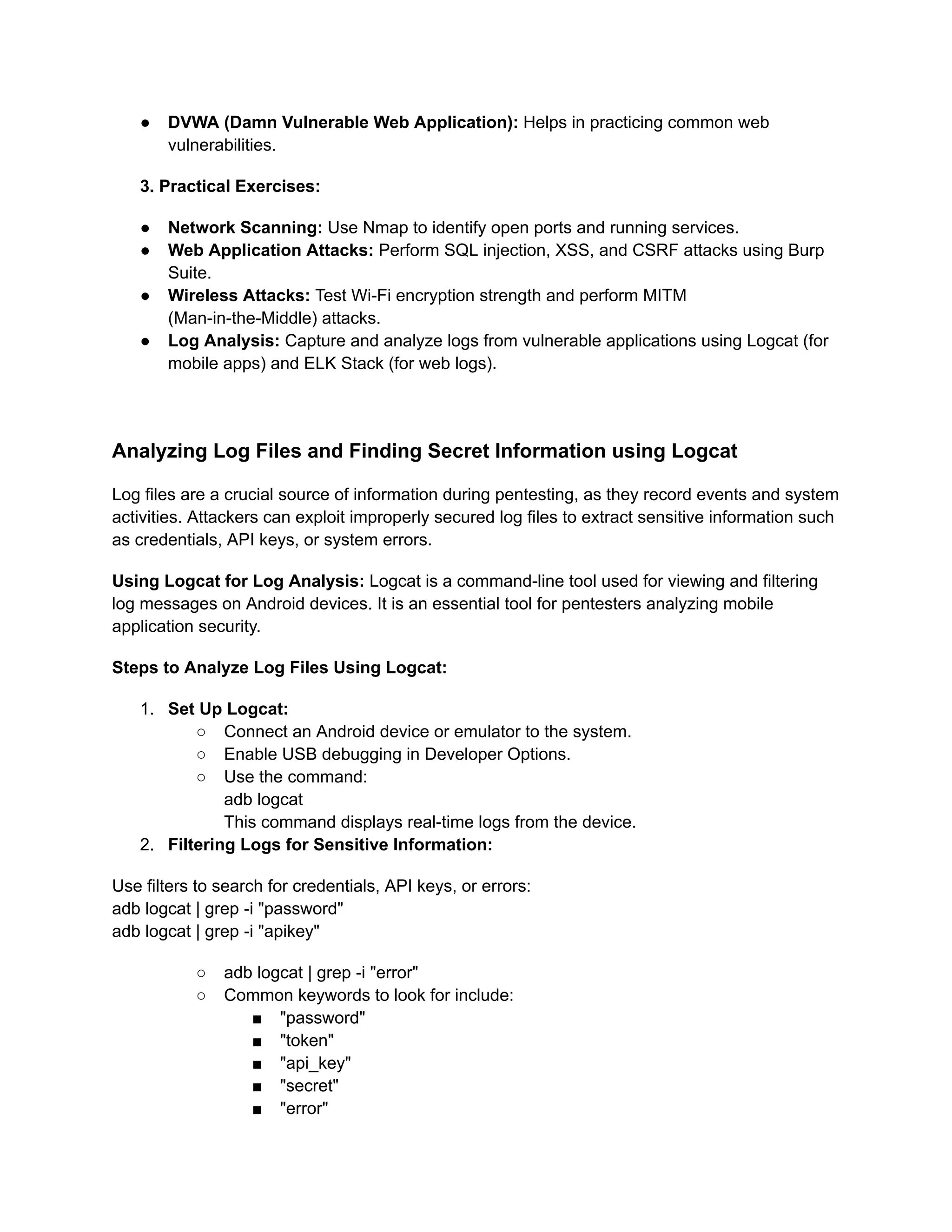 Unit 3 Pentesting Analyze Log File And Find The Secret Information Using Logcat Pdf