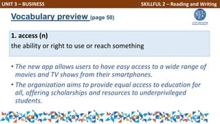 Unit 3 - Business, Skillful book 2 unit 3.pptx