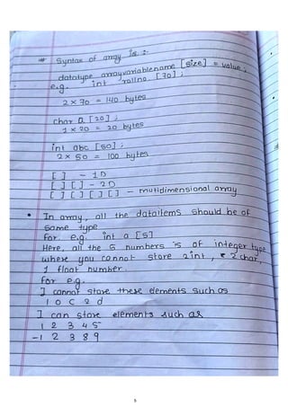 unit3-c Array and structure in c with example | PDF