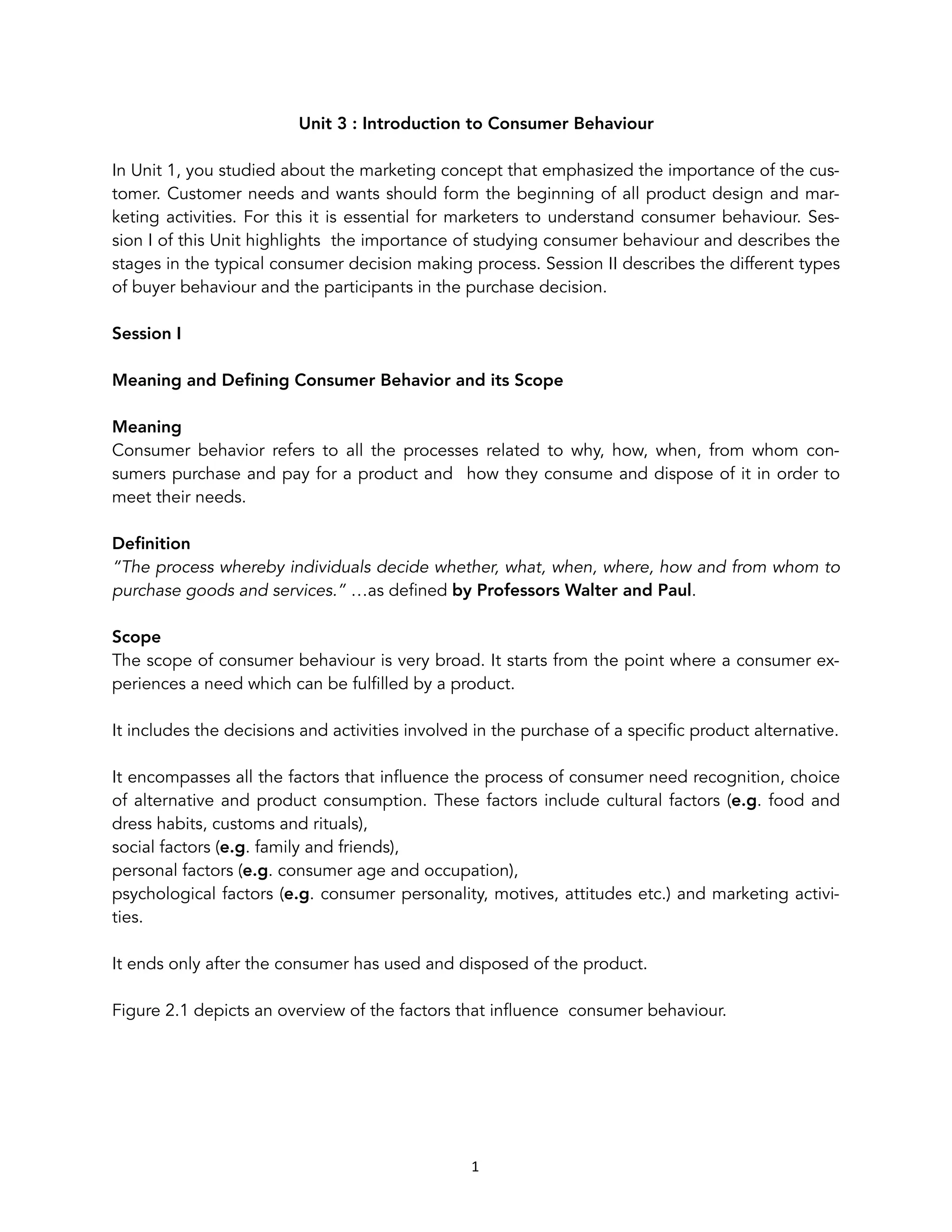 Unit 3 consumer behaviour (for sa1 ) - Class 11 - CBSE - 2016/17 | PDF