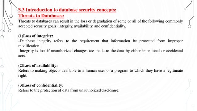 UNIT 3- DATABASE INTEGRITY AND SECURITY CONCEPTS (1).pdf | Databases | Computer Software and ...