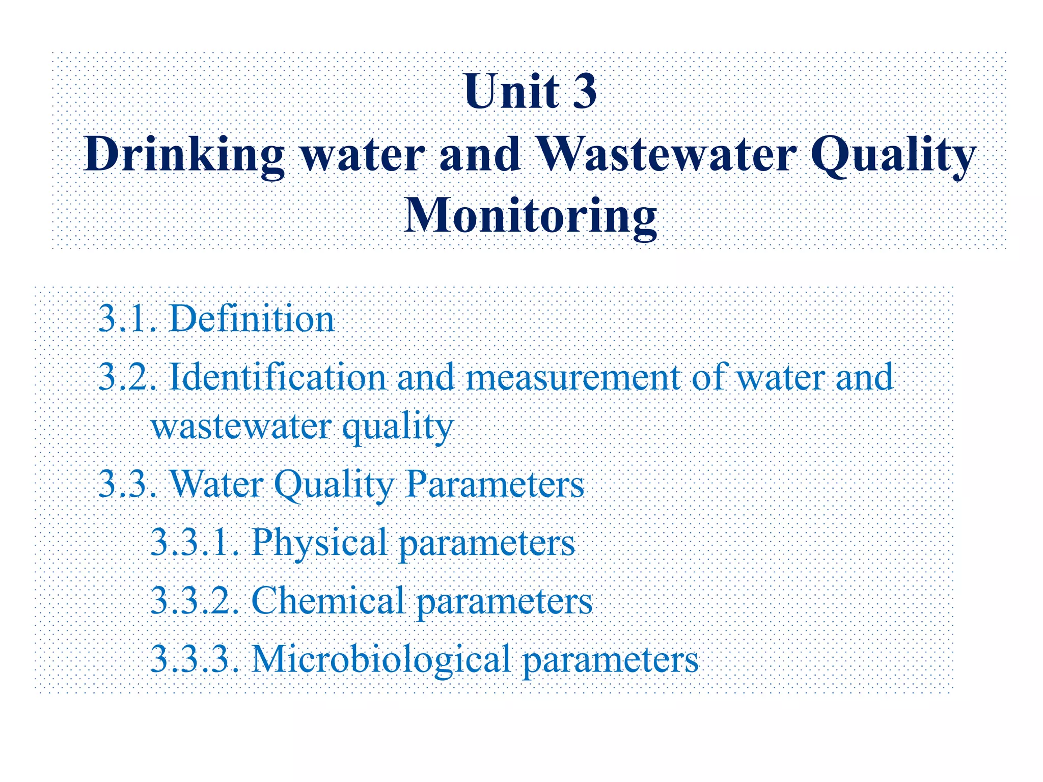 Drinking water and wastewater monitoring | PPTX