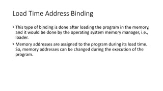 UNIT 3-EXPLAINING THE MEMORY MANAGEMENT LOGICAL AND AND PHYSICAL DATA ...