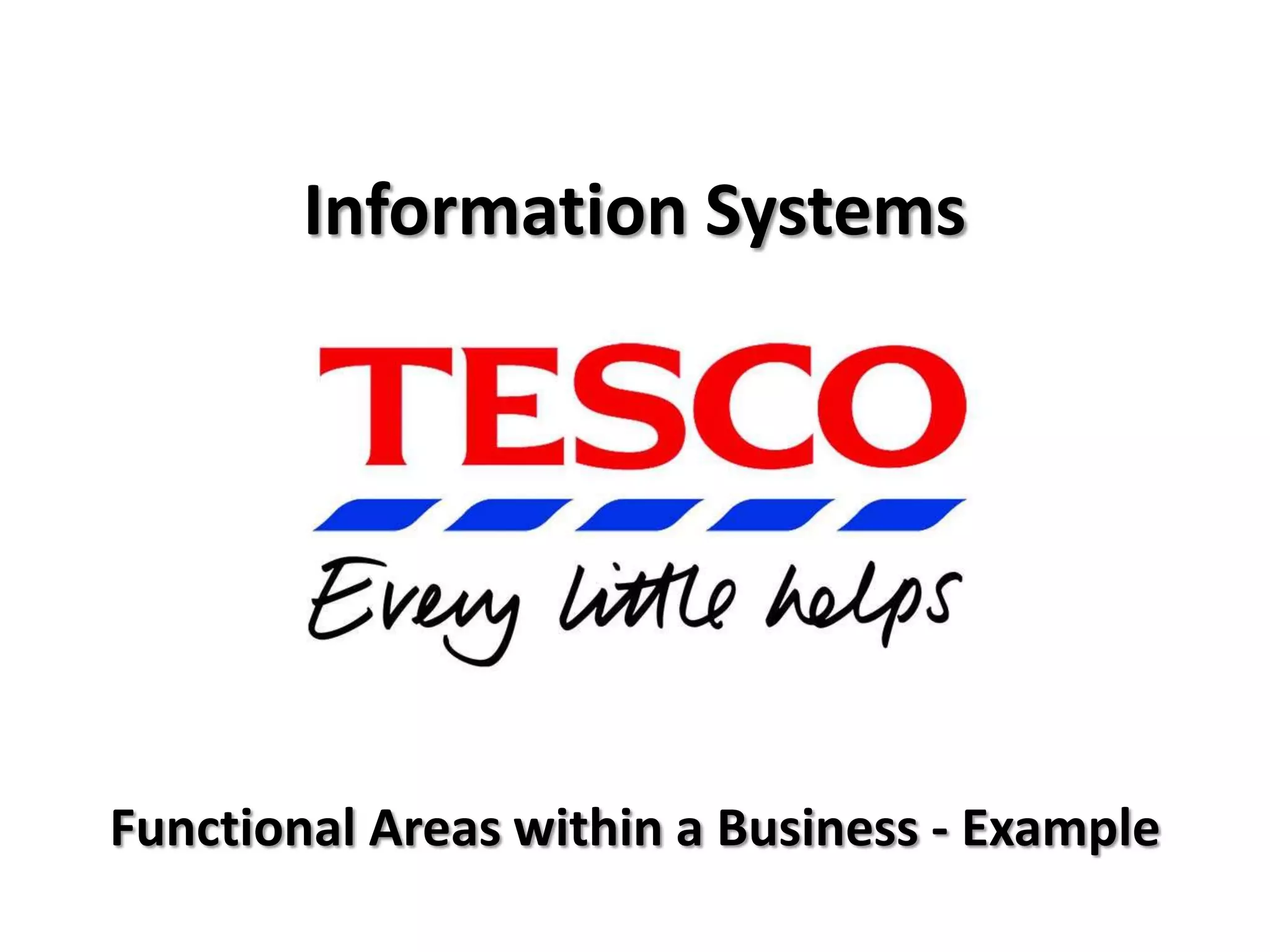 BTEC National in ICT: Unit 3 - Functional Areas in more detail - Tesco ...