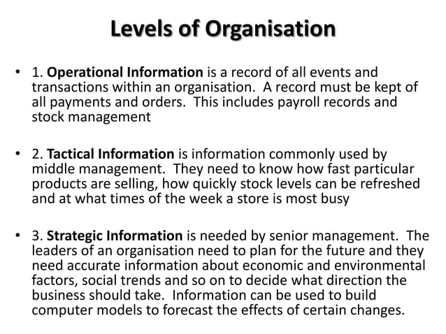 BTEC National in ICT: Unit 3 - Functional Areas in more detail - Tesco ...