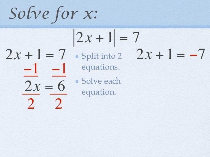 Absolute Value Equations