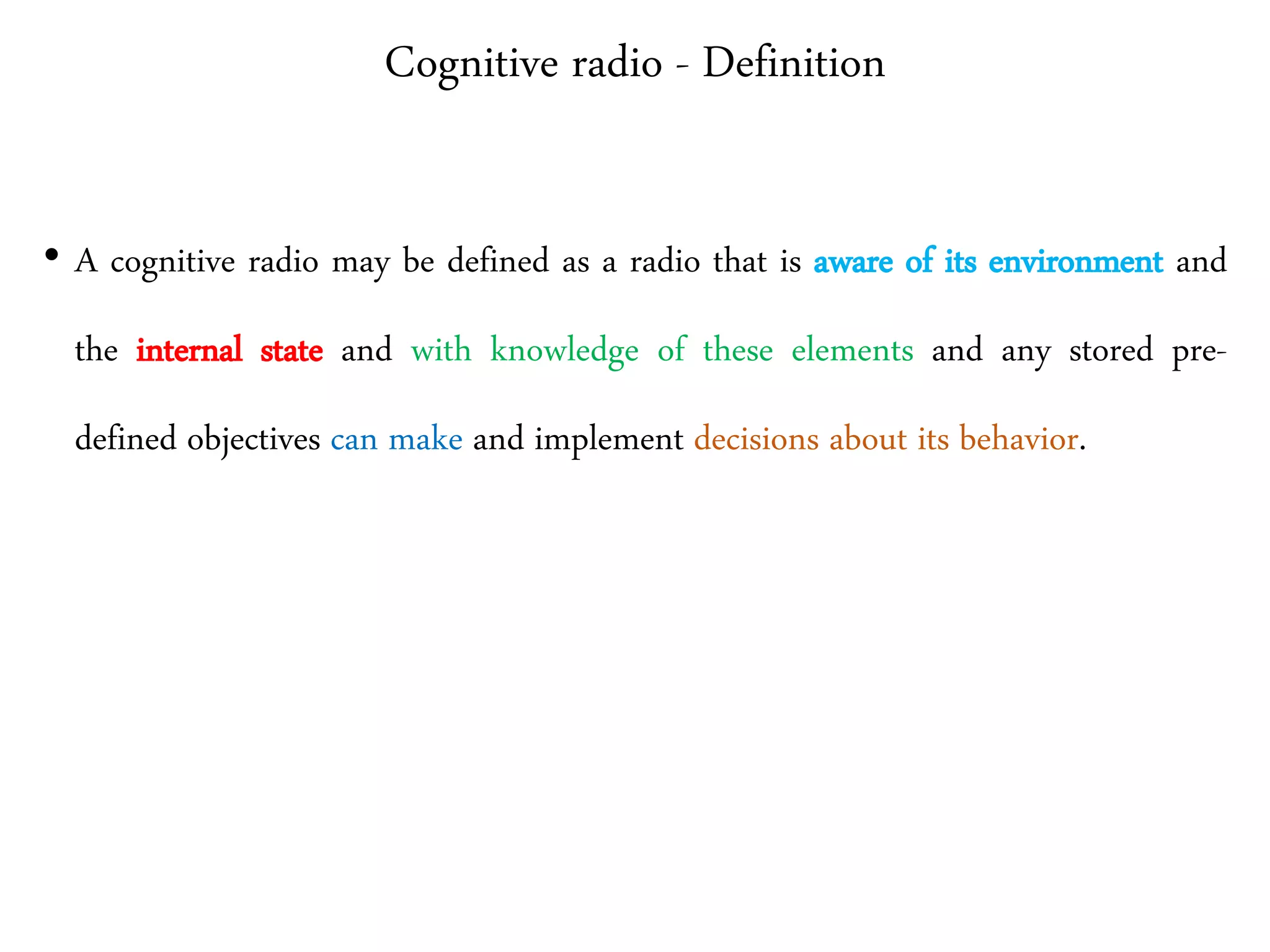 Unit 3 introduction to cognitive radios | PPTX