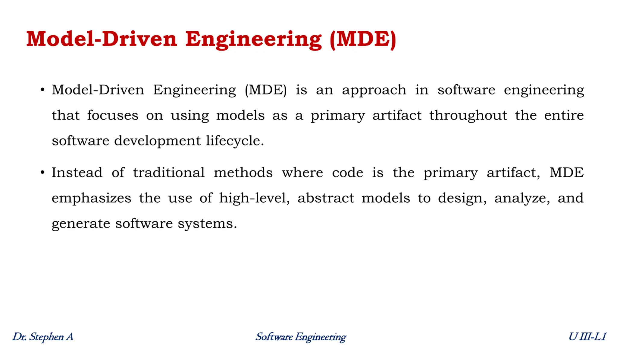 Unit 3 Lecture 1 Context Models Interaction Models Structural Models Behavioral Models