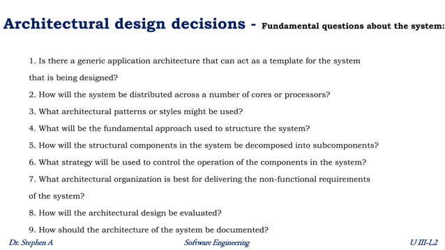 Unit 3 - Lecture 2 - Architectural design decisions - Architectural views.pdf