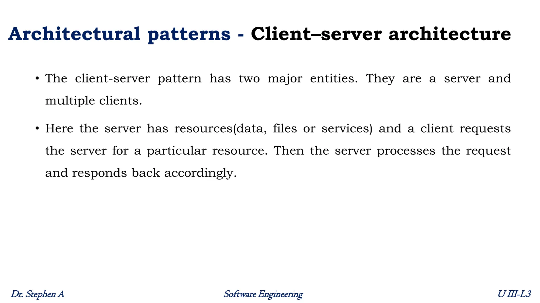 Unit 3 Lecture 3 Architectural Patterns Application Architecturespdf