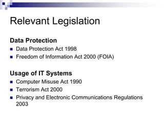 BTEC National in ICT: Unit 3 - Legal Constraints | PPTX