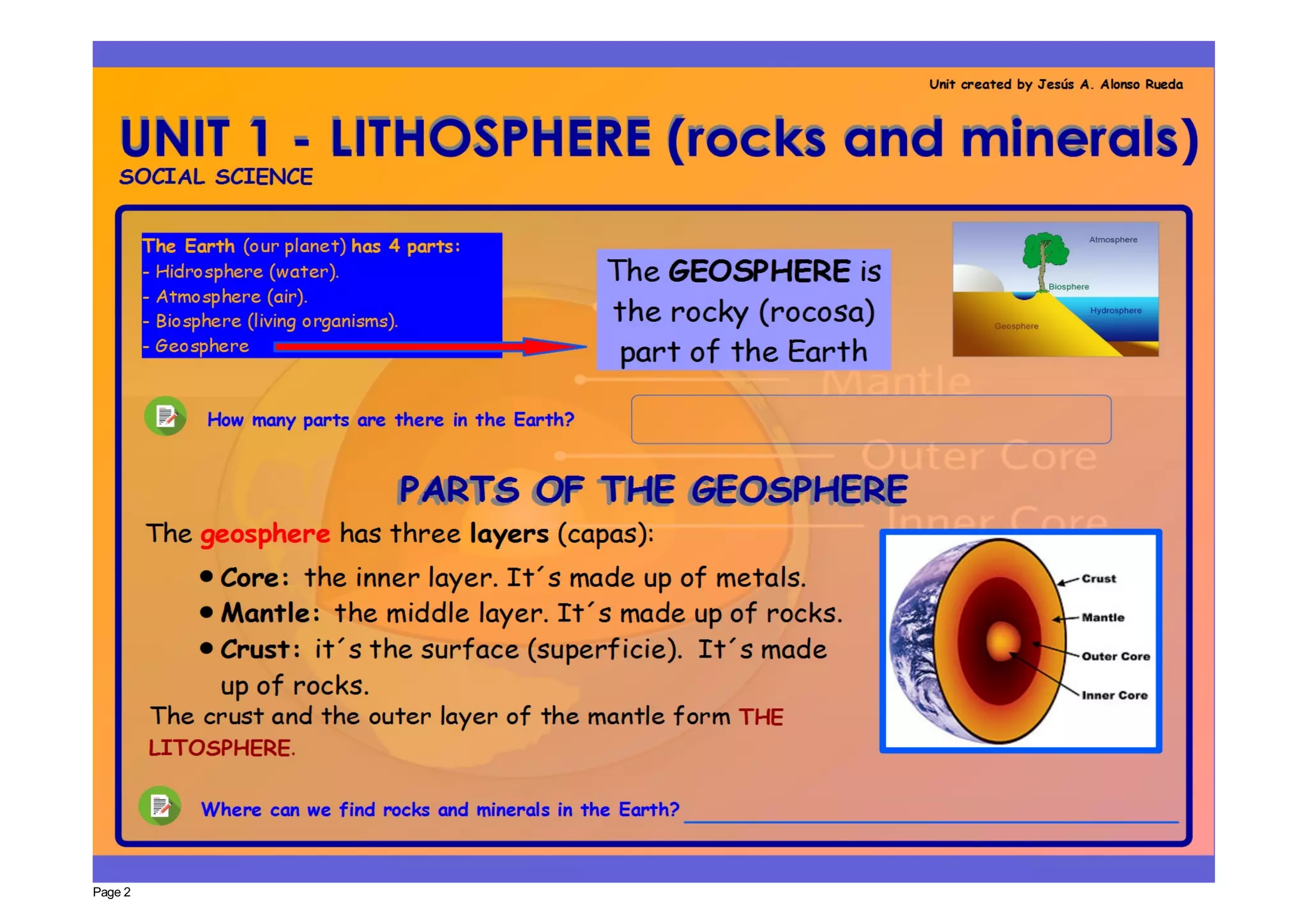 Unit 3 lithosphere rocks and minerals | PPT