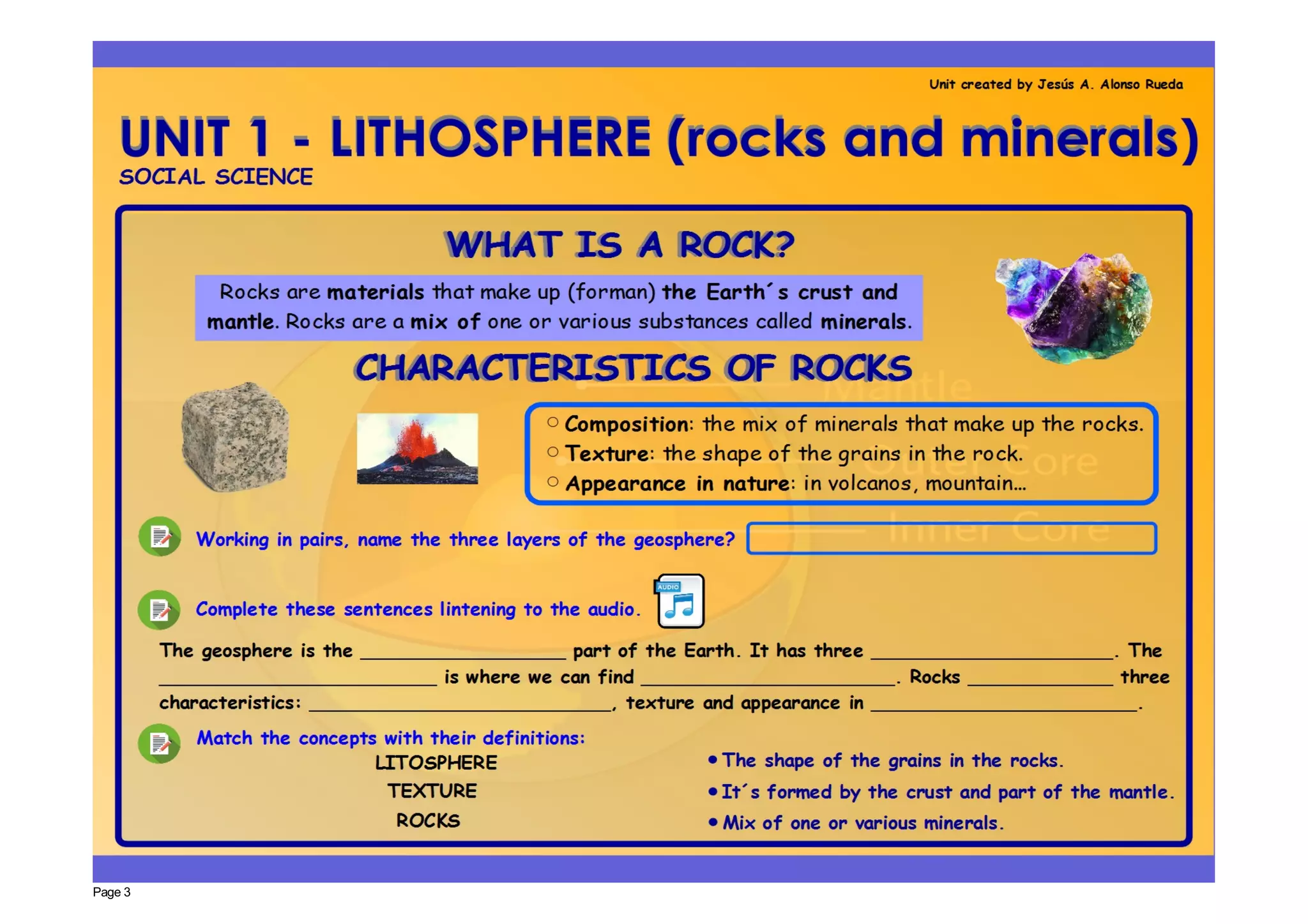 Unit 3 lithosphere rocks and minerals | PPT