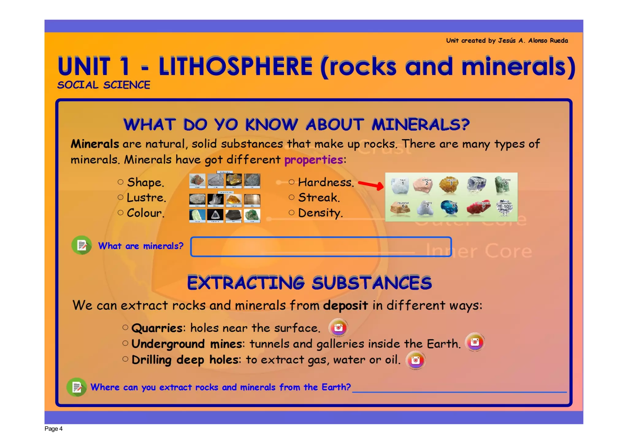 Unit 3 lithosphere rocks and minerals | PPT
