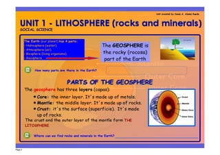 Unit 3 lithosphere rocks and minerals | PPT