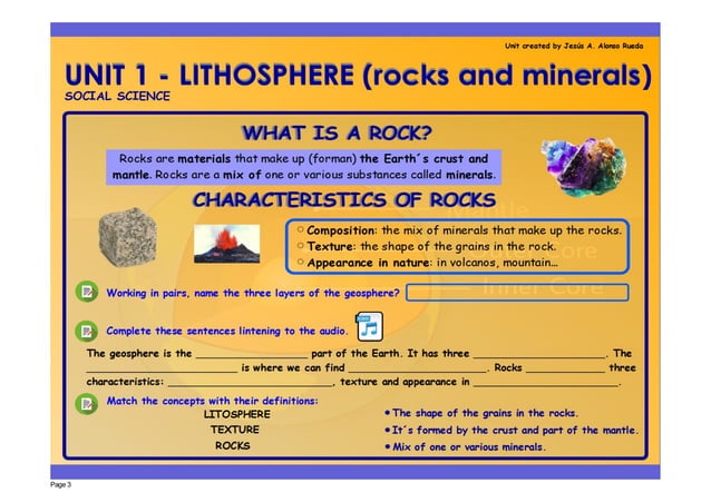 Unit 3 lithosphere rocks and minerals | PPT
