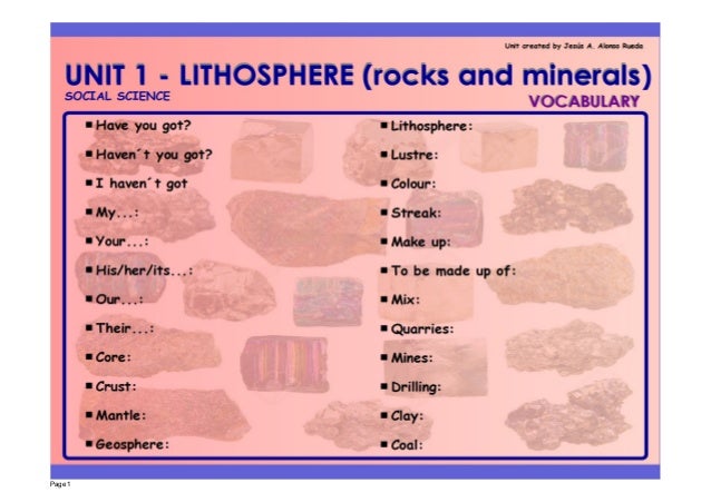 Unit 3 lithosphere rocks and minerals