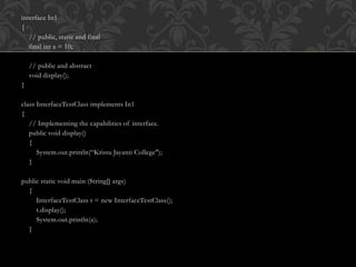 Unit3 part3-packages and interfaces | PPTX | Programming Languages | Computing