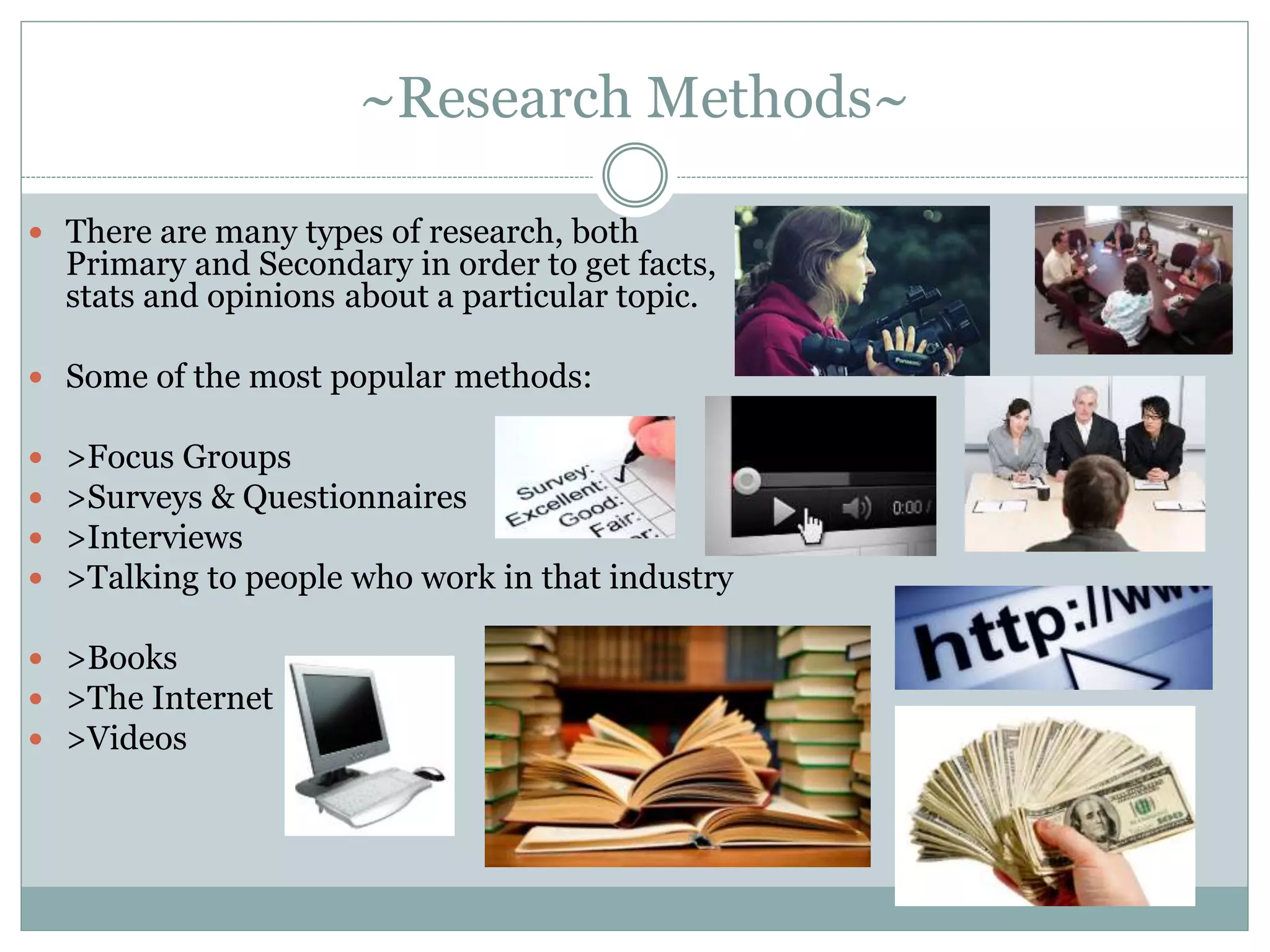 Creative Media BTEC- "Unit 3- Primary & Secondary Research" | PPTX
