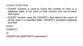 Unit 3-Select Options and Aggregate Functions in SQL (1).pptx