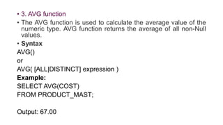 Unit 3-Select Options and Aggregate Functions in SQL (1).pptx