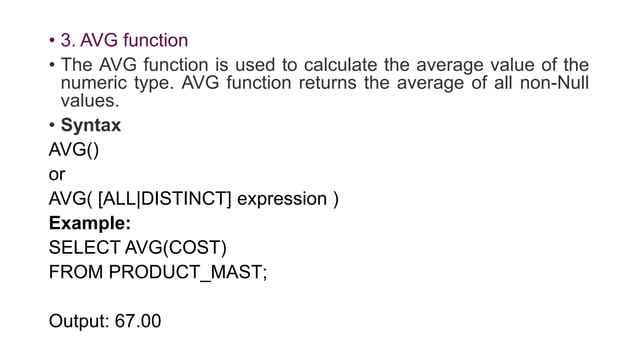 Unit 3-Select Options and Aggregate Functions in SQL (1).pptx