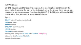 Unit 3-Select Options and Aggregate Functions in SQL (1).pptx