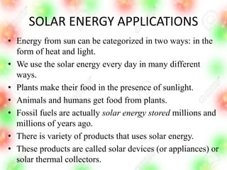 solar energy application | PPT | Home Appliances | Home & Garden