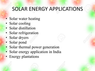 solar energy application | PPT