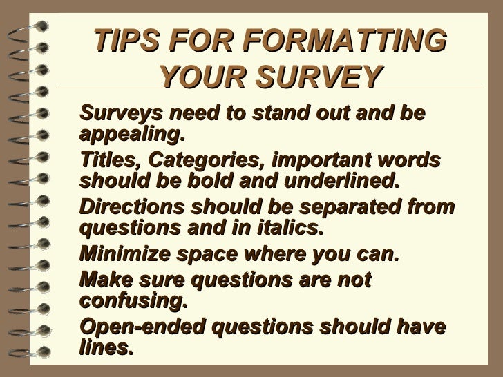Unit 3 Survey Formatting Tips