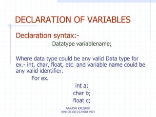 c++ programming Unit 3 variables,data types | PPTX