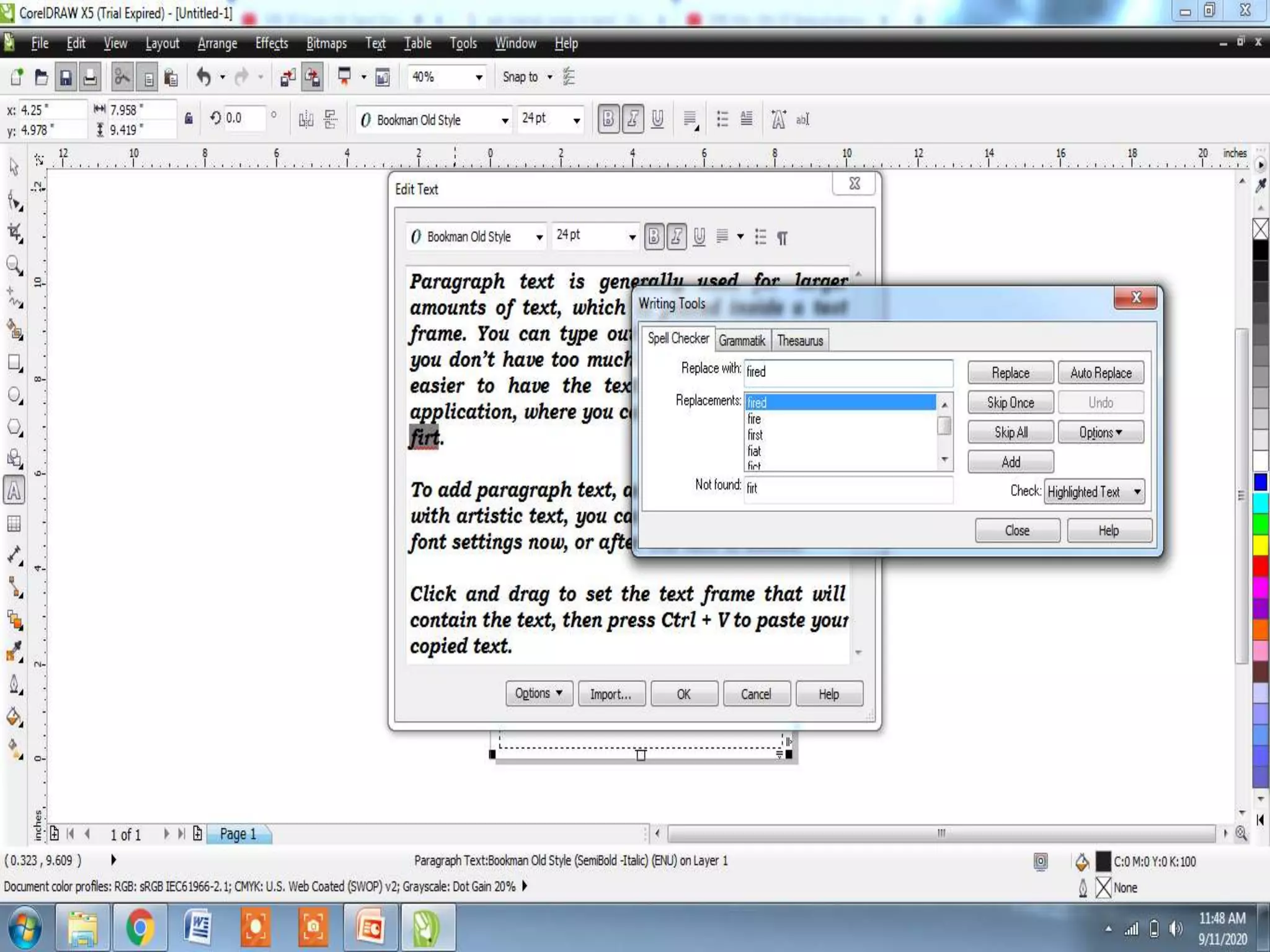 -Working with Text in Corel Draw | PPTX